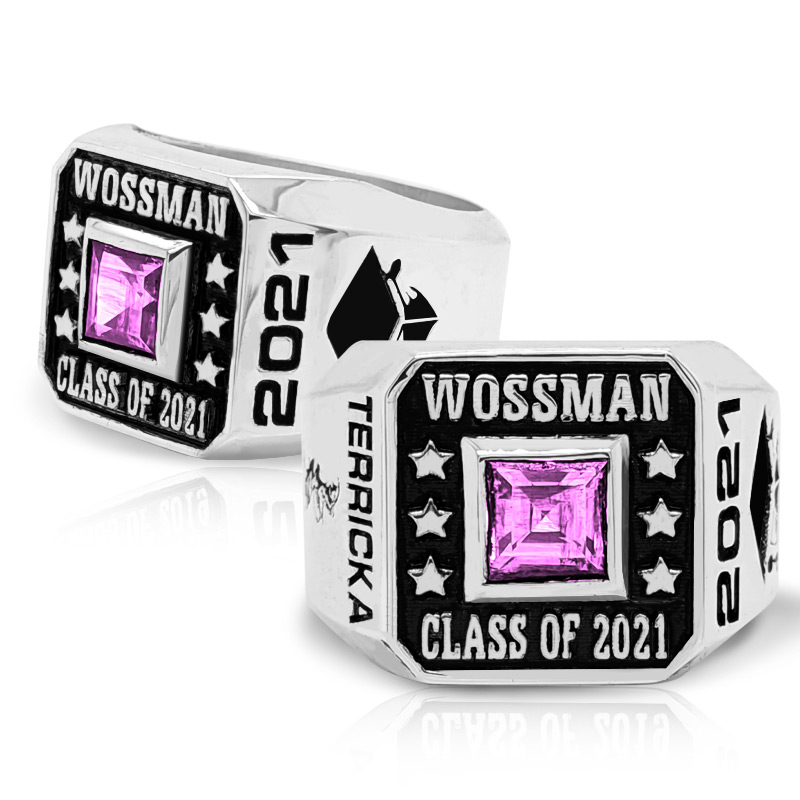 Men's Square Emerald Class Ring